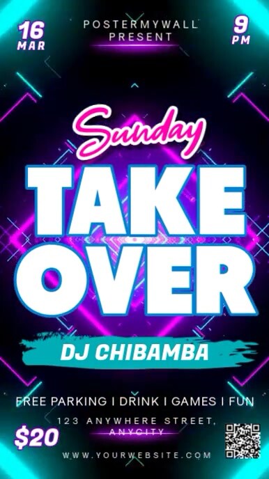 Copy of Neon Takeover Party Reel Instagram | PosterMyWall