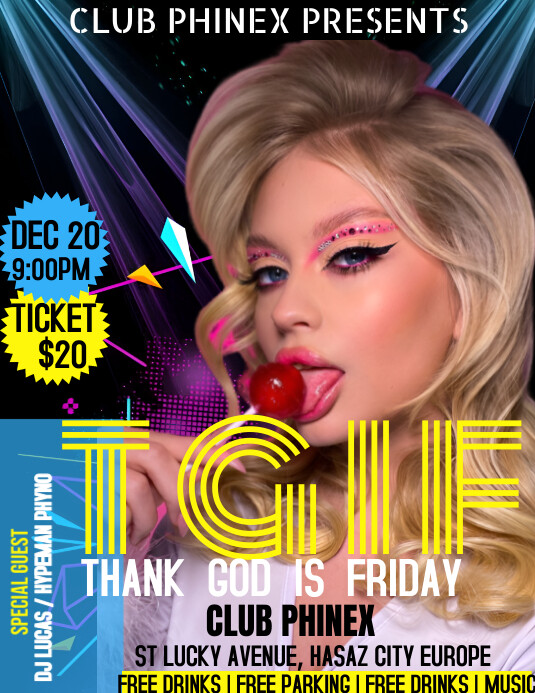 Neon Tgif Design Flyer (us Letter) Template | PosterMyWall