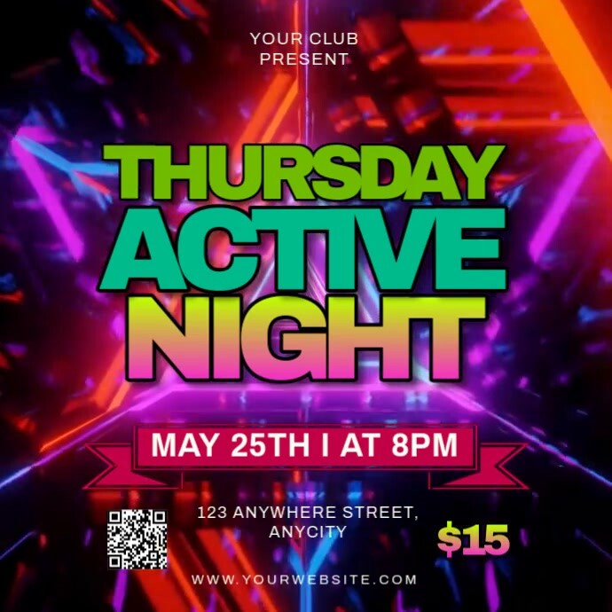 Copy of Neon Thursday Active Party Pos Instagram | PosterMyWall