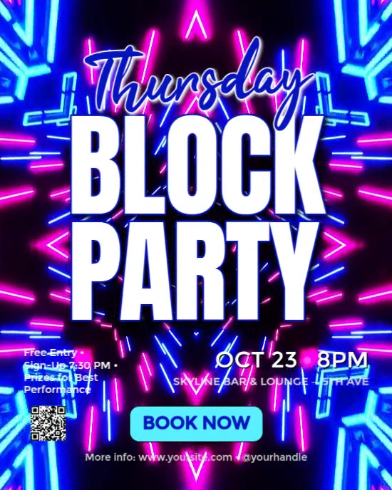 Copy of Neon Thursday Block Party Instagram Portrait | PosterMyWall