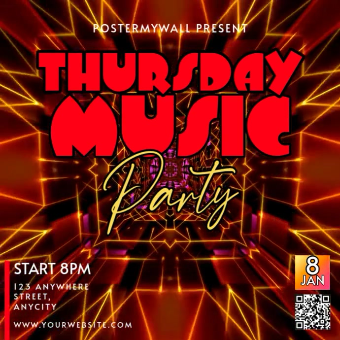 Neon Thursday Music Party Pos Instagram Template | PosterMyWall