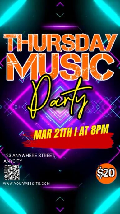 Copy of Neon Thursday Music Party Reel Instagram | PosterMyWall