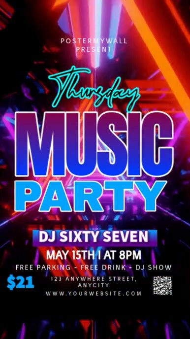 Copy of Neon Thursday Music Party Reel Instagram | PosterMyWall