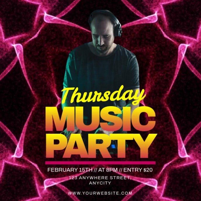 Neon Thursday Music Party Square (1:1) Template | PosterMyWall