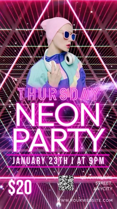 Neon Thursday Neon Party Reel Instagram Template | PosterMyWall