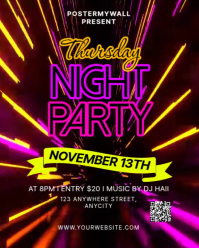 Black Neon Thursday Night Party Instagram Portrait Template | PosterMyWall