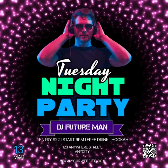 Neon Thursday Night Party Pos Instagram Template | PosterMyWall