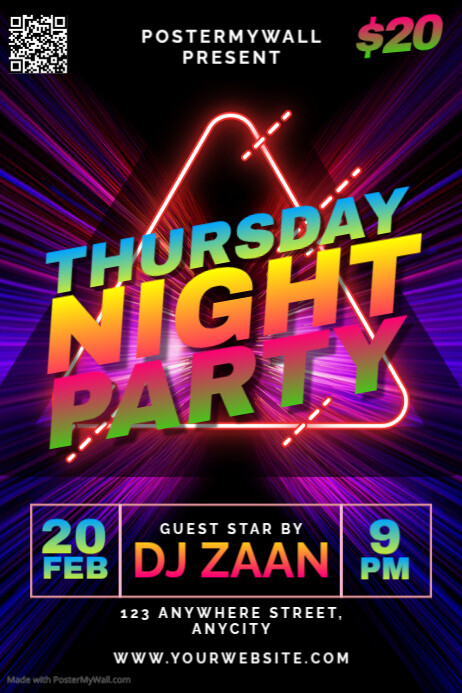 Copy of Neon Thursday Night Party Poster | PosterMyWall