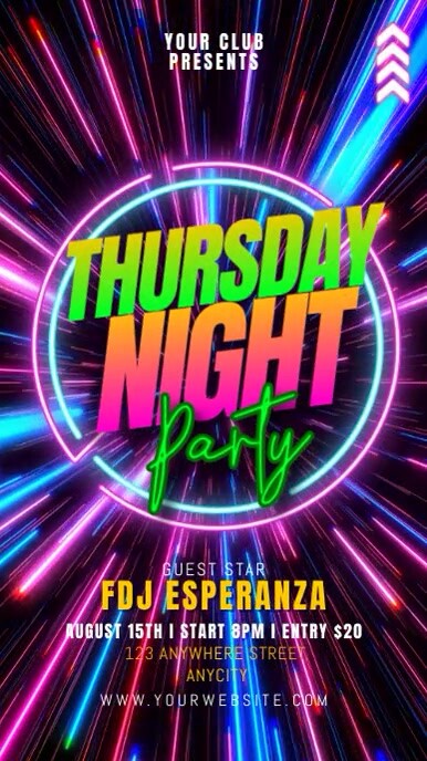 Copy of Neon Thursday Night Party Reel Instagram | PosterMyWall