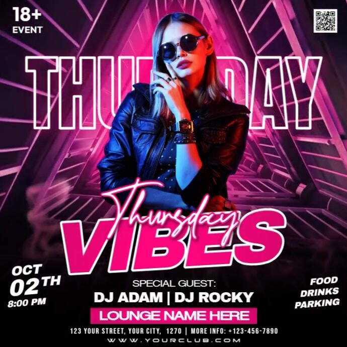 Copy of Neon Thursday Night Party Square (1:1) | PosterMyWall