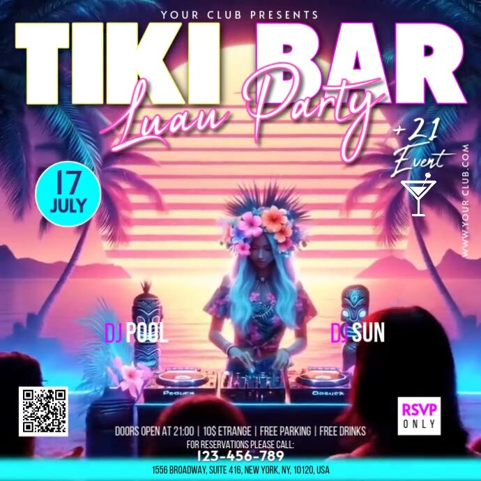 Copy of Neon Tiki Luau Party Instagram Post | PosterMyWall