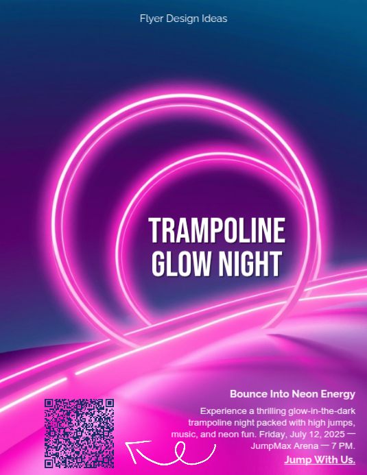 Neon Trampoline Night Flyer Template | Retro Futuristic Kids Activity ...