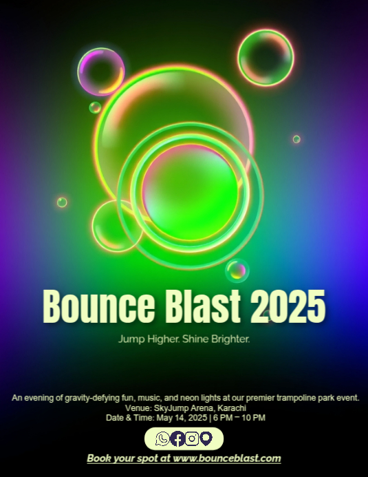 Modèle Neon Trampoline Park Flyer Template | High–Energy Jump Event ...