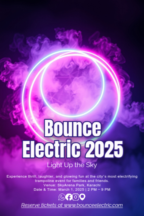 Plantilla de Neon Trampoline Poster Template | Glowing Motion Energy ...