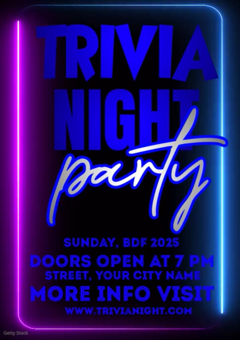Neon Trivia Night A4 Template | PosterMyWall