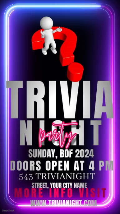 Plantilla de Neon Trivia Night Instagram Reel | PosterMyWall