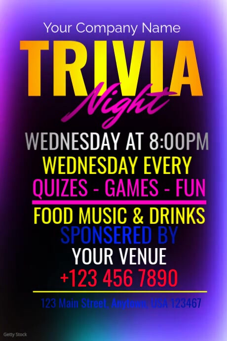 Copy of Neon Trivia Night Party Poster | PosterMyWall