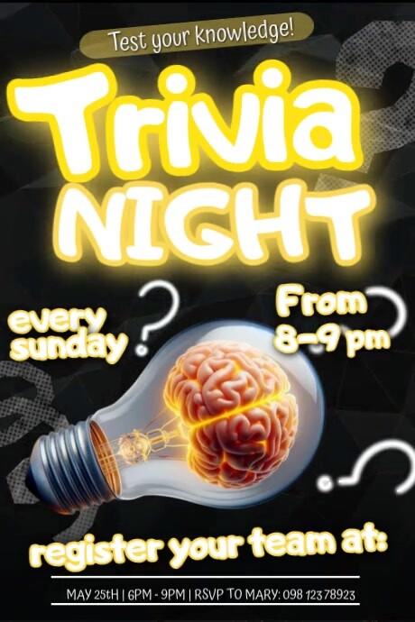 Copy of Neon Trivia Night Poster | PosterMyWall