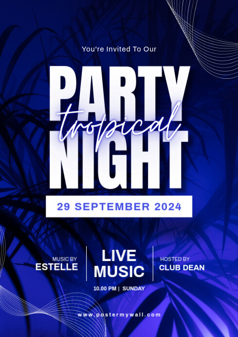 Plantilla de Neon Tropical Party Night A4 | PosterMyWall