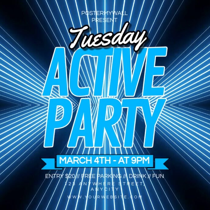 Neon Tuesday Active Party Pos Instagram Template | PosterMyWall