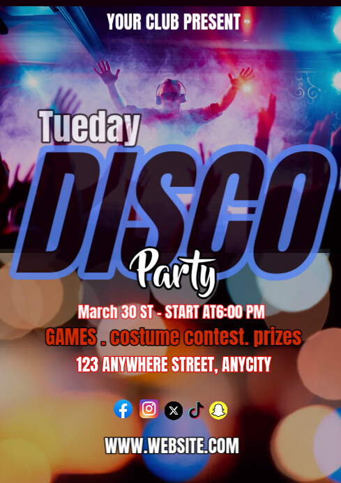 Copy of Neon Tuesday Disco Party A2 | PosterMyWall