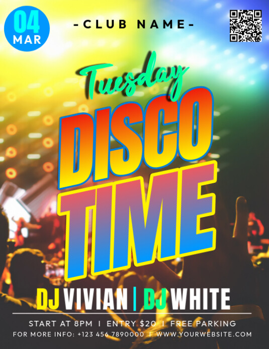 Copy of Neon Tuesday Disco Time Pamflet (letter As) | PosterMyWall