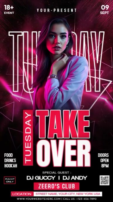 Neon Tuesday Night Party Instagram Reel Template | PosterMyWall