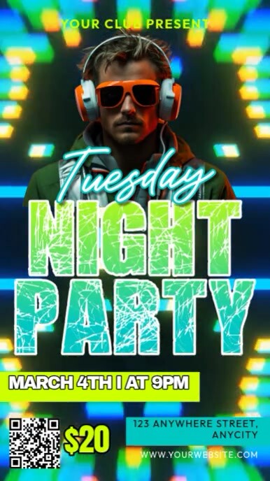 Copy of Neon Tuesday Night Party Reel Instagram | PosterMyWall