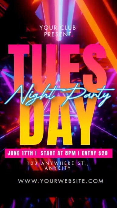 Copy of Neon Tuesday Night Party Reel Instagram | PosterMyWall
