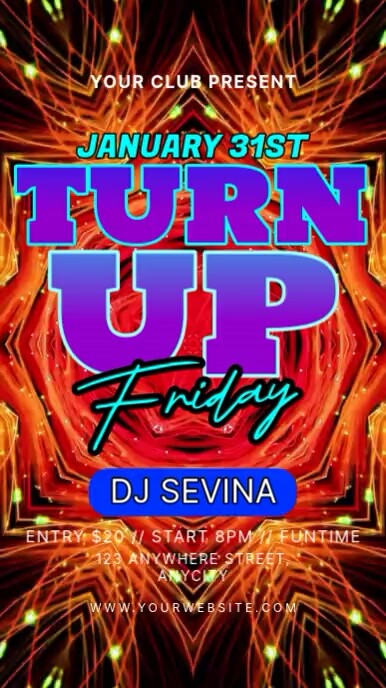 Copy of Neon Turn Up Friday Reel Instagram | PosterMyWall