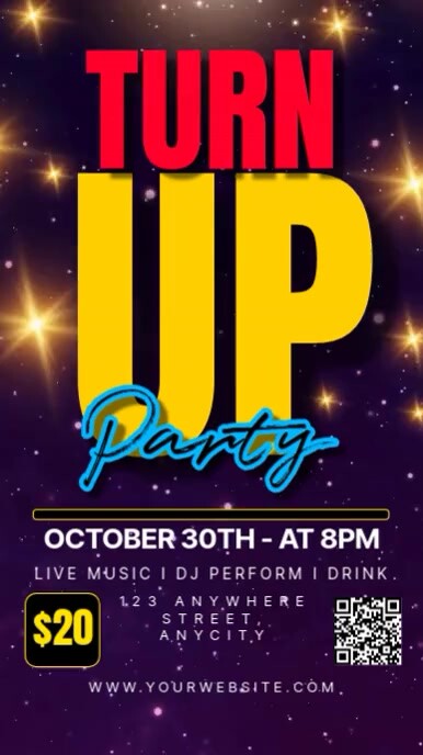 Plantilla de Neon Turn Up Party Instagram Reel | PosterMyWall