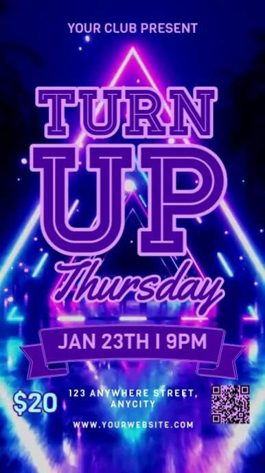 Copy of Neon Turn Up Thursday Reel Instagram | PosterMyWall