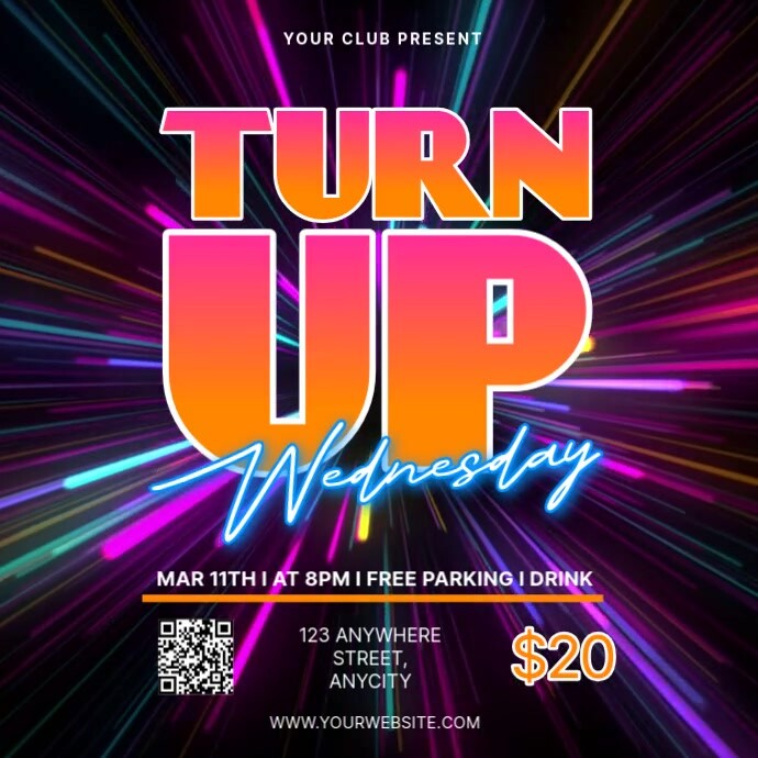 Neon Turn Up Wednesday Pos Instagram Template | PosterMyWall