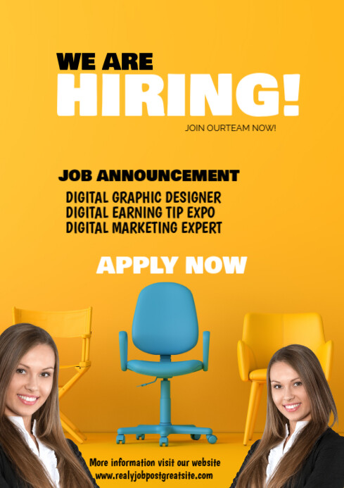 neon type job hiiiring poster flyers now Template | PosterMyWall