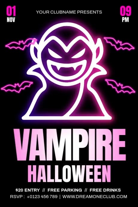 Neon Vampire Halloween Template | PosterMyWall