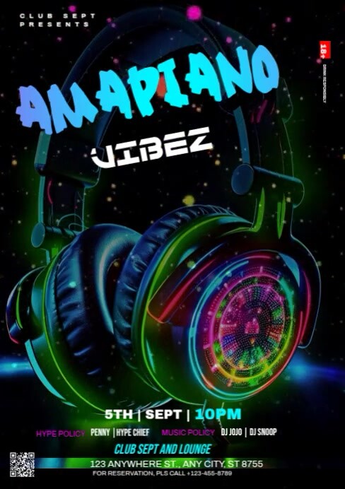 Neon Vibez Party A4 Template | PosterMyWall
