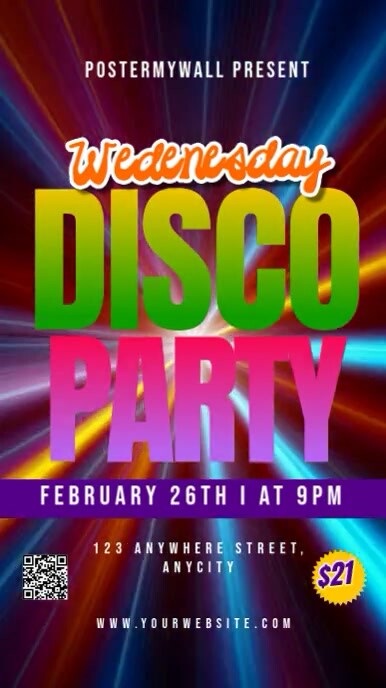 Copy of Neon Wednesday Disco Party Reel Instagram | PosterMyWall