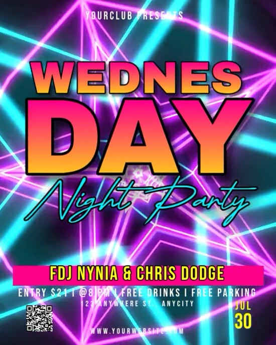 Copy of Neon Wednesday Night Party Instagram Portrait | PosterMyWall