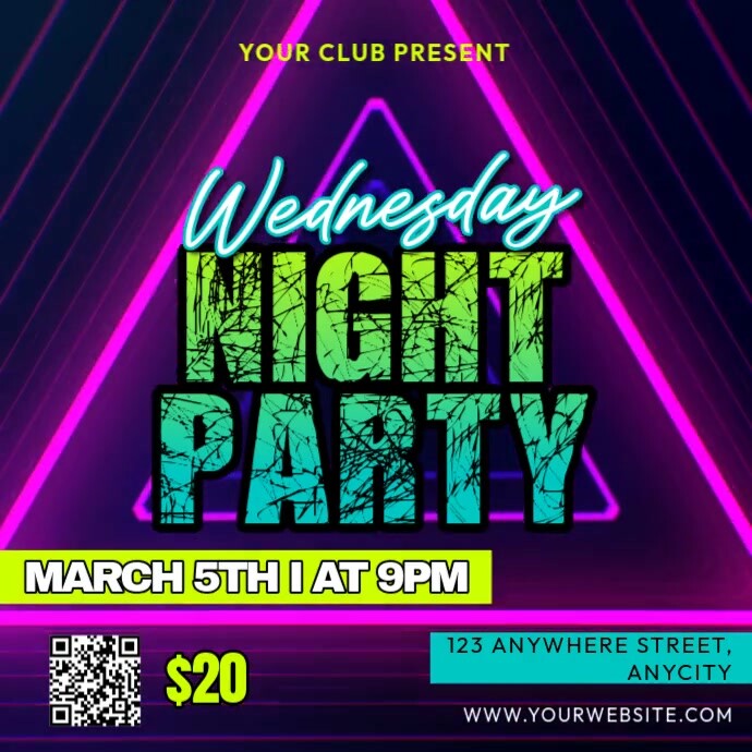 Copy of Neon Wednesday Night Party Pos Instagram | PosterMyWall