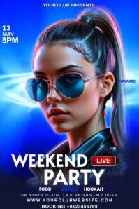 Neon Weekend Party Poster Template | PosterMyWall