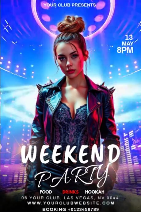 Neon Weekend Party Poster Template | PosterMyWall