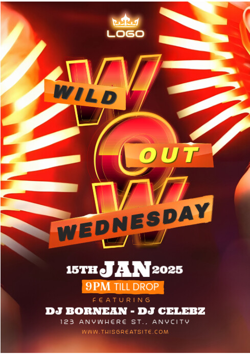 Neon Wild Out Wednesday Night Party A4 Template | PosterMyWall