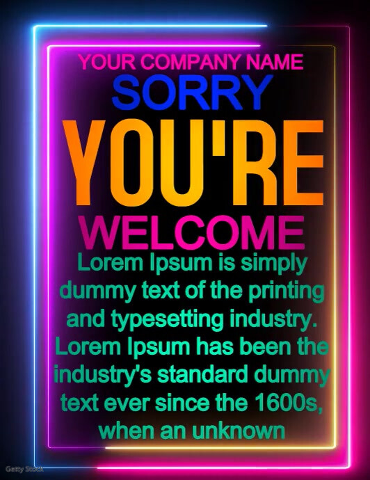 Plantilla de Neon You're Welcome Flyer (us Letter) | PosterMyWall
