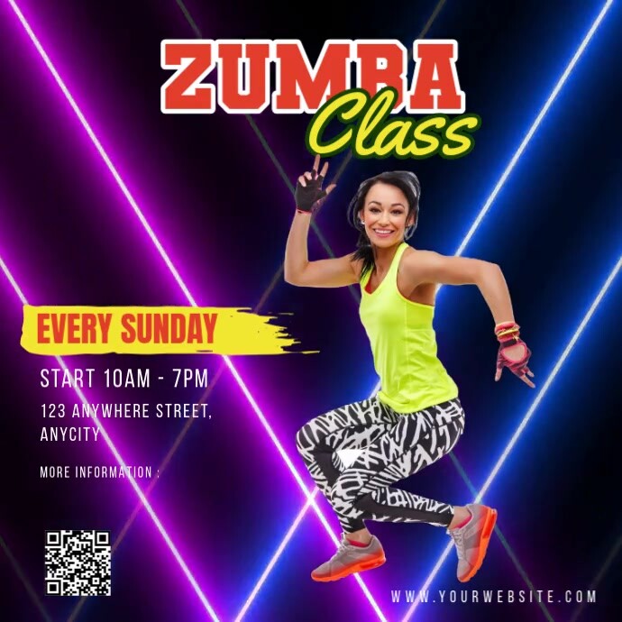 Neon Zumba Classes Pos Instagram Template | PosterMyWall