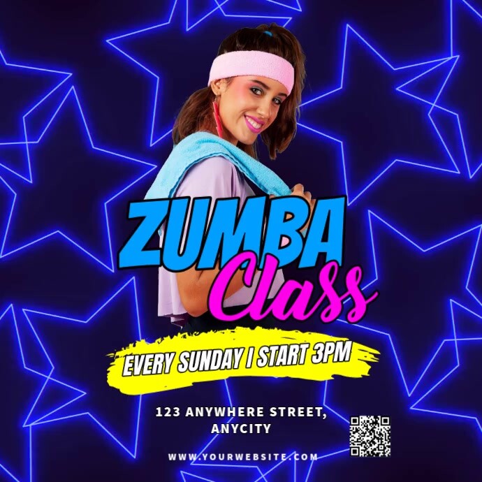 Neon Zumba Classes Pos Instagram Template | PosterMyWall