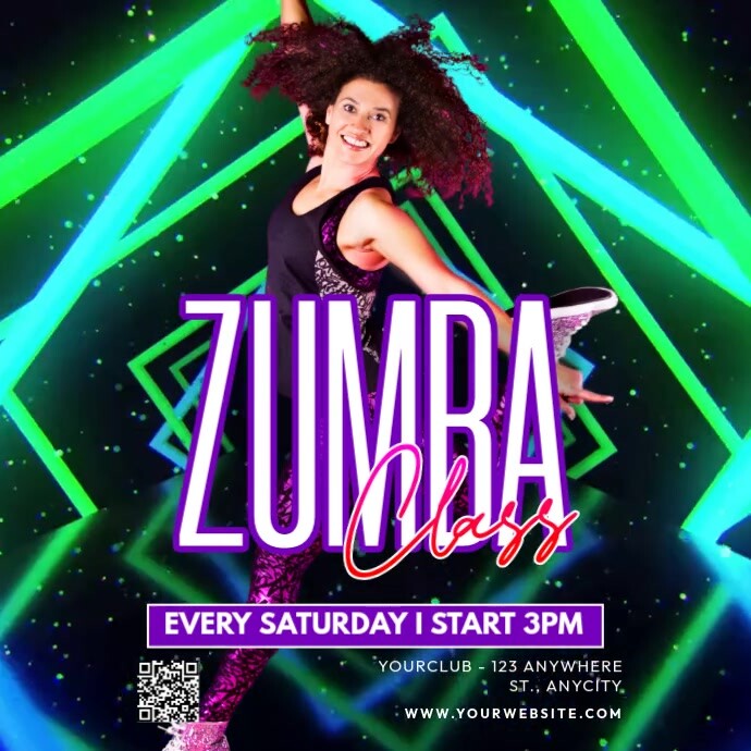 Neon Zumba Classes Pos Instagram Template | PosterMyWall