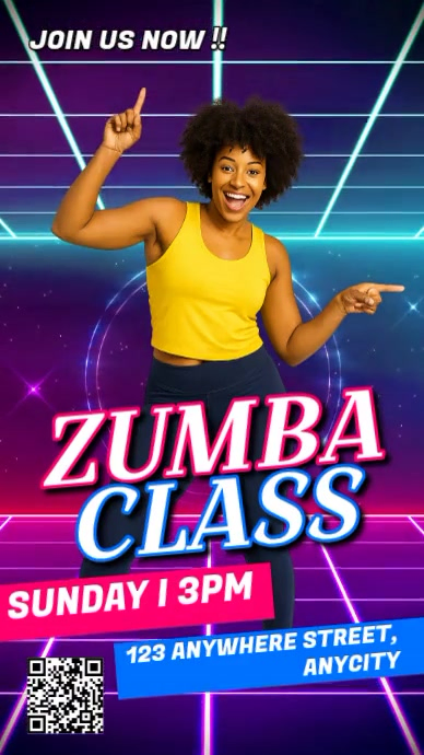 Neon Zumba Classes Reel Instagram Template | PosterMyWall