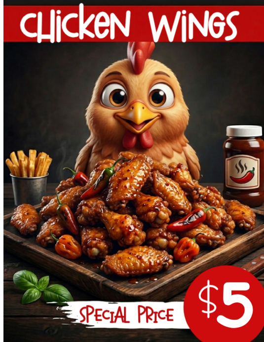 Chicken Wings Promotion Flyers Template | PosterMyWall