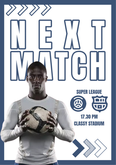 Nest Match Soccer Simple Blue and White Template | PosterMyWall