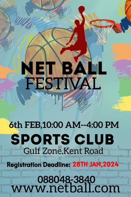 Copy of Net Ball, Baset Ball, Ball Games | PosterMyWall